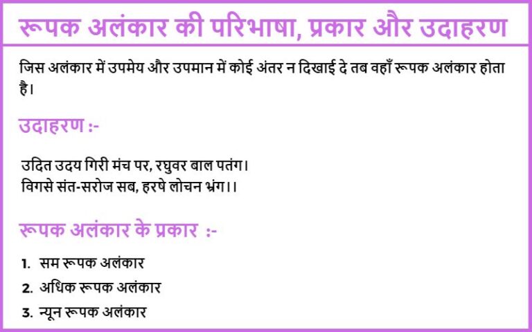 रूपक अलंकार की परिभाषा, प्रकार और उदाहरण - Easy Hindi Vyakaran